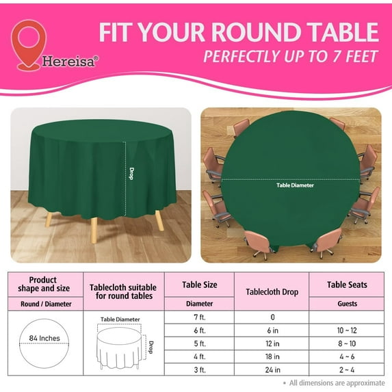 XUERUI-Premium Pink Plastic Table Cloth Disposable (2 Pack) Round ...
