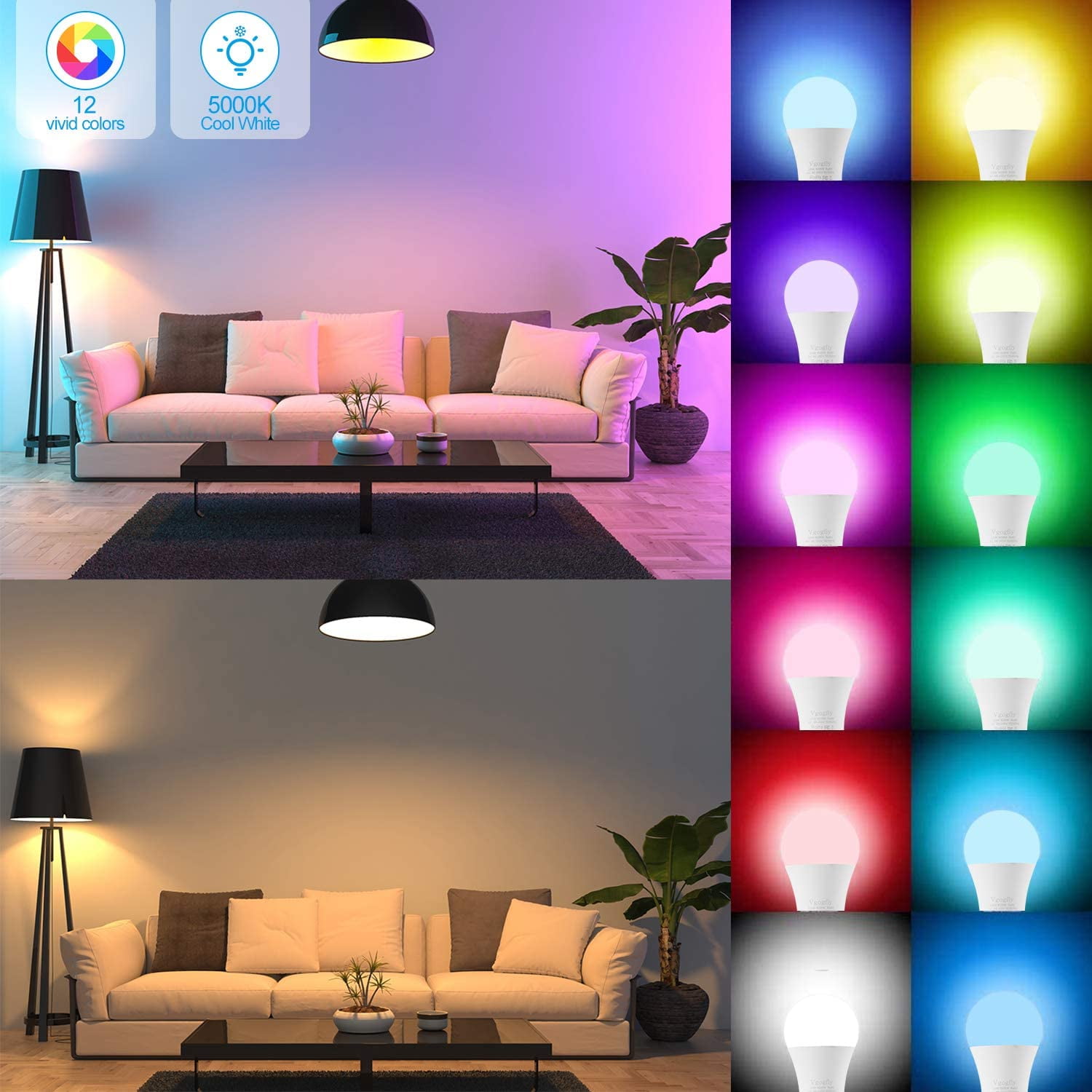 XUERUI-RGB Led Light Bulbs 10W Color Changing Light Bulb with Remote ...