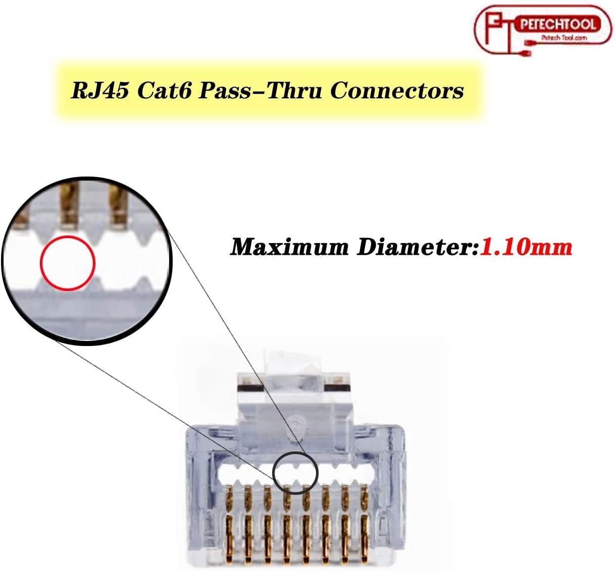 XUERUI-RJ45 CAT6 Pass Through Connectors Gold Plated 8P8C Plugs and ...