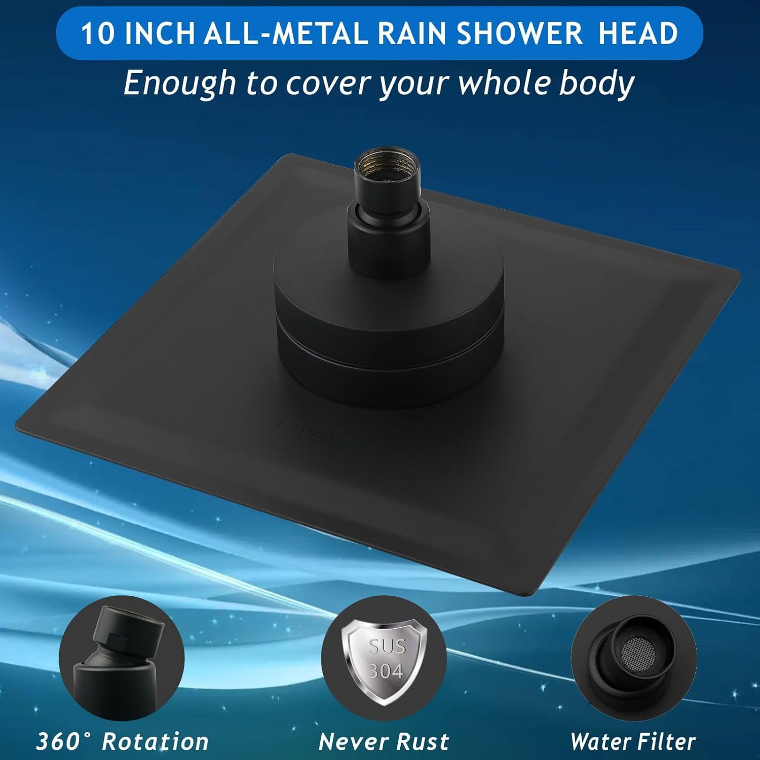 XUERUI-Rain Shower Head with Filtered - High Flow Large Rainfall Shower ...