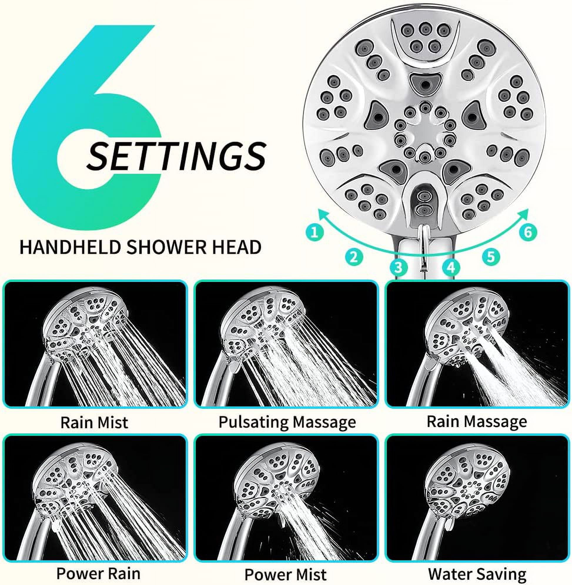 XUERUI-Rain Shower Heads with Handheld Spray Combo 30 Settings High ...