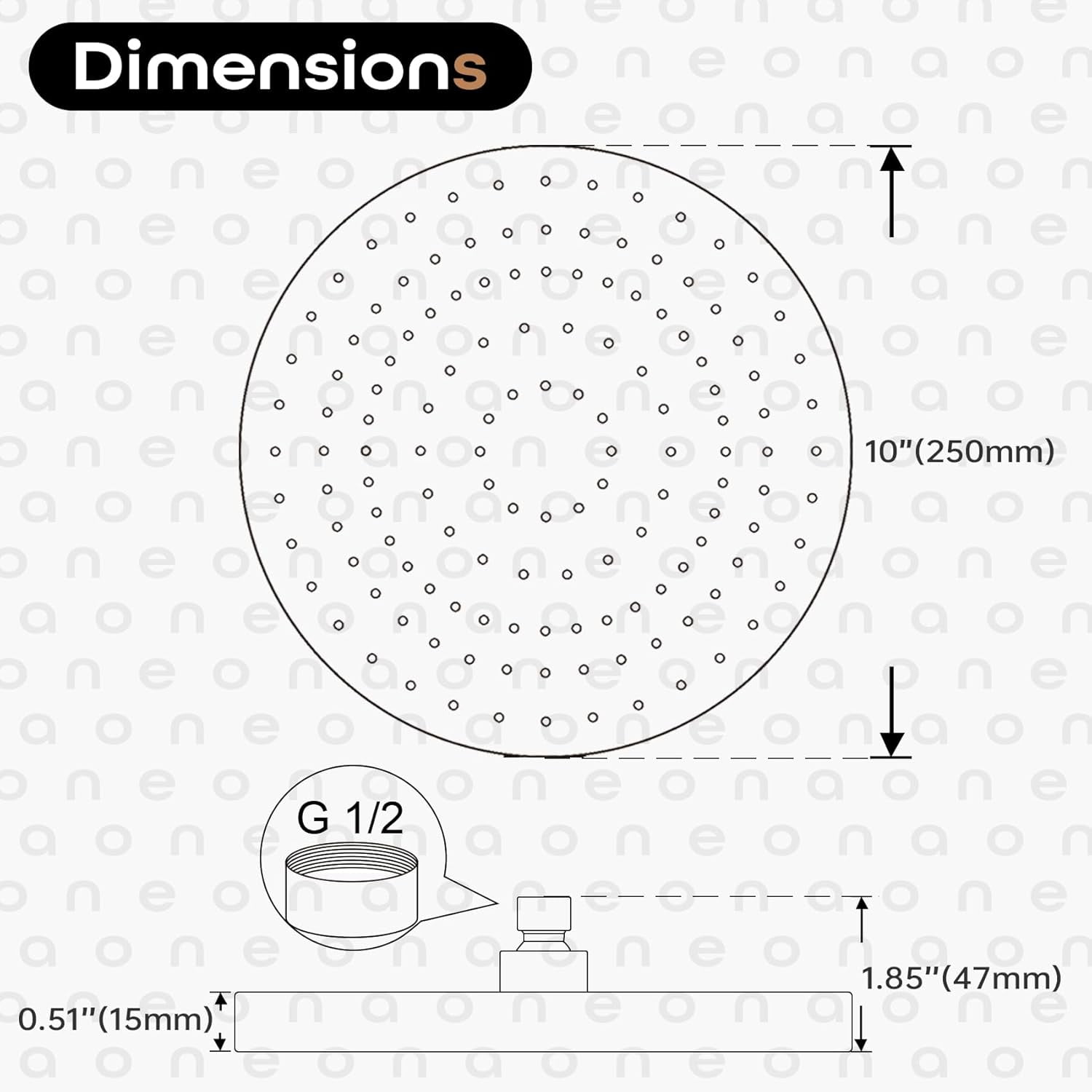 XUERUI-Rained Waterfall Shower Head 10-inch Large Overhead Showerhead ...