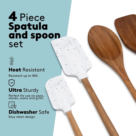 XUERUI-Real Simple Silicone Spatulas and Wooden Spoon Cooking Set ...