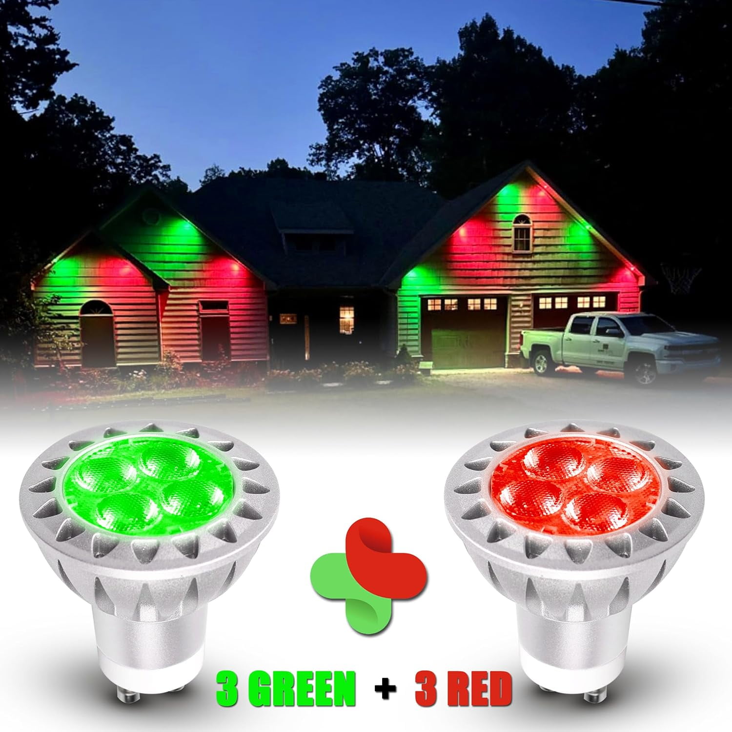 XUERUI-Red Green GU10 Led Light Bulbs 5W, 50Watt Equivalent, 120V GU10 ...
