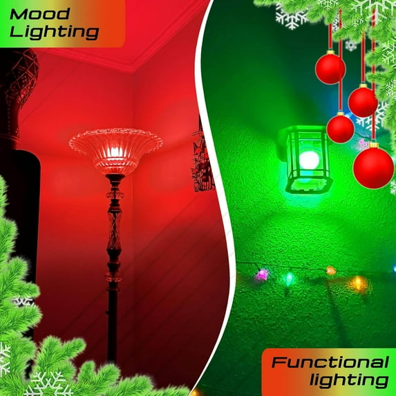 XUERUI-Red Green Light Bulbs 25w-40w Equivalent, 120V 3W Christmas ...