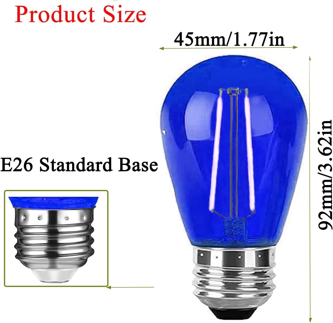XUERUI-S14 Blue LED Bulb Replacement LED Light Bulbs 2W Plastic ...