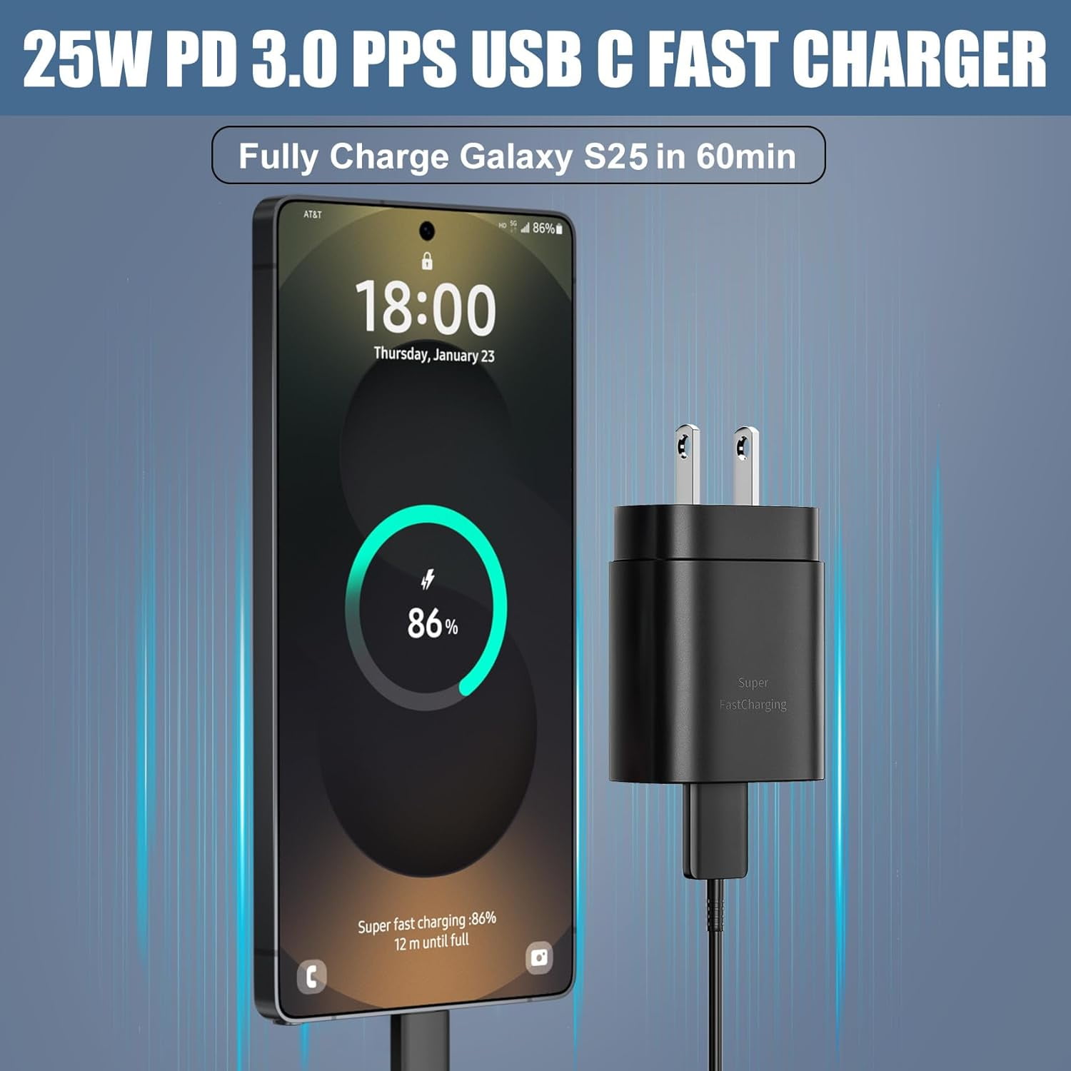 XUERUI-S25 S24 S23 S22 Ultra Samsung Charger Fast Charging,25W Android ...