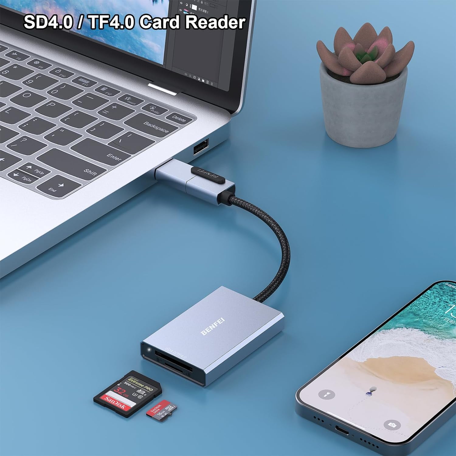 XUERUI-SD 4.0 Card Reader, USB-C/USB-A 2-in-1 Memory Card Reader, for ...