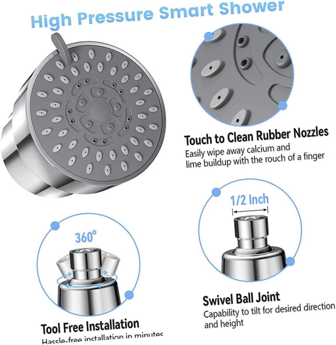 XUERUI-Shower Filter with High-Pressure Filtered Showerhead Metal and ...