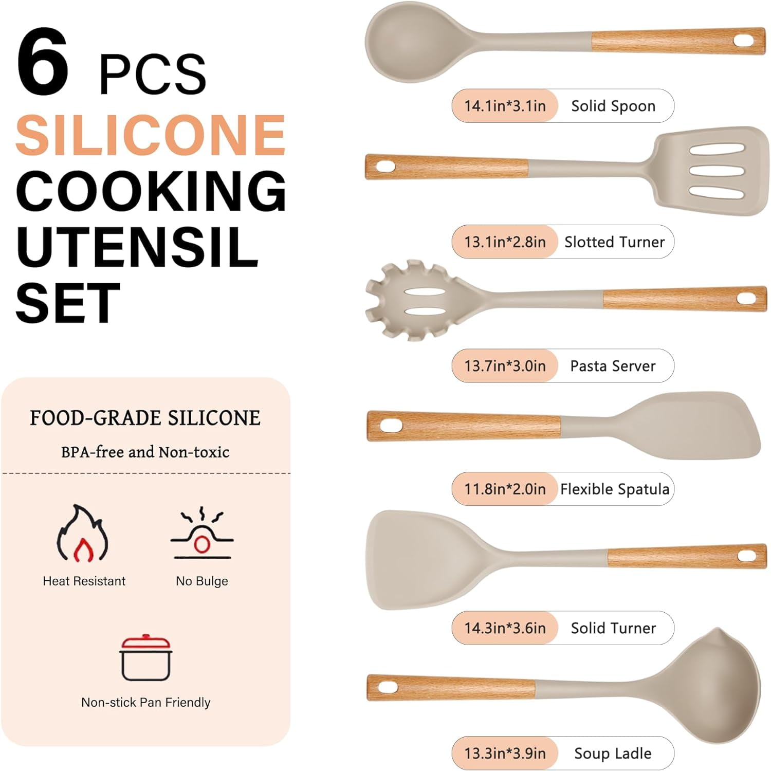 XUERUI-Silicone Cooking Utensils Set, Heat Resistance Large Kitchen ...