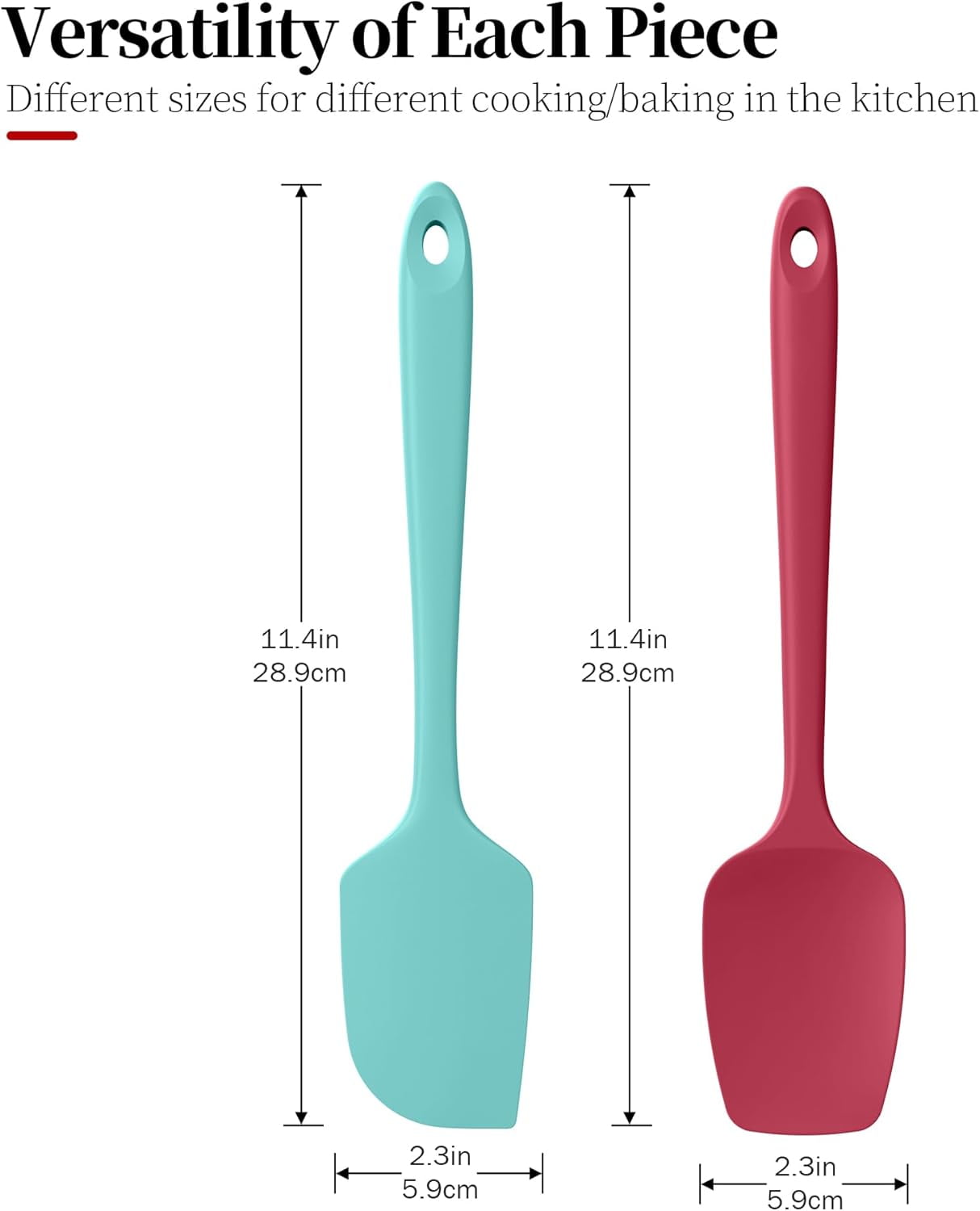 XUERUI-Silicone Flat Spoon Spatula Set, 600ºF Heat Resistant Kitchen ...