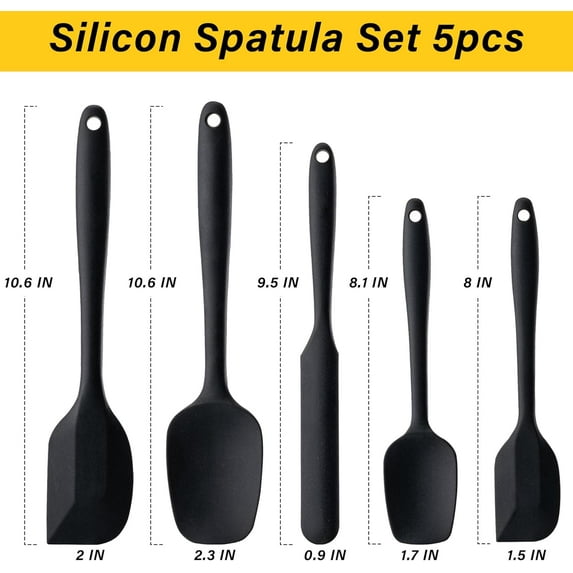 XUERUI-Silicone Spatula Set, 5 Piece Food Grade Rubber Spatulas for ...