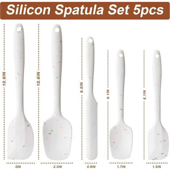 XUERUI-Silicone Spatula Set, 5 Piece Food Grade Rubber Spatulas for ...