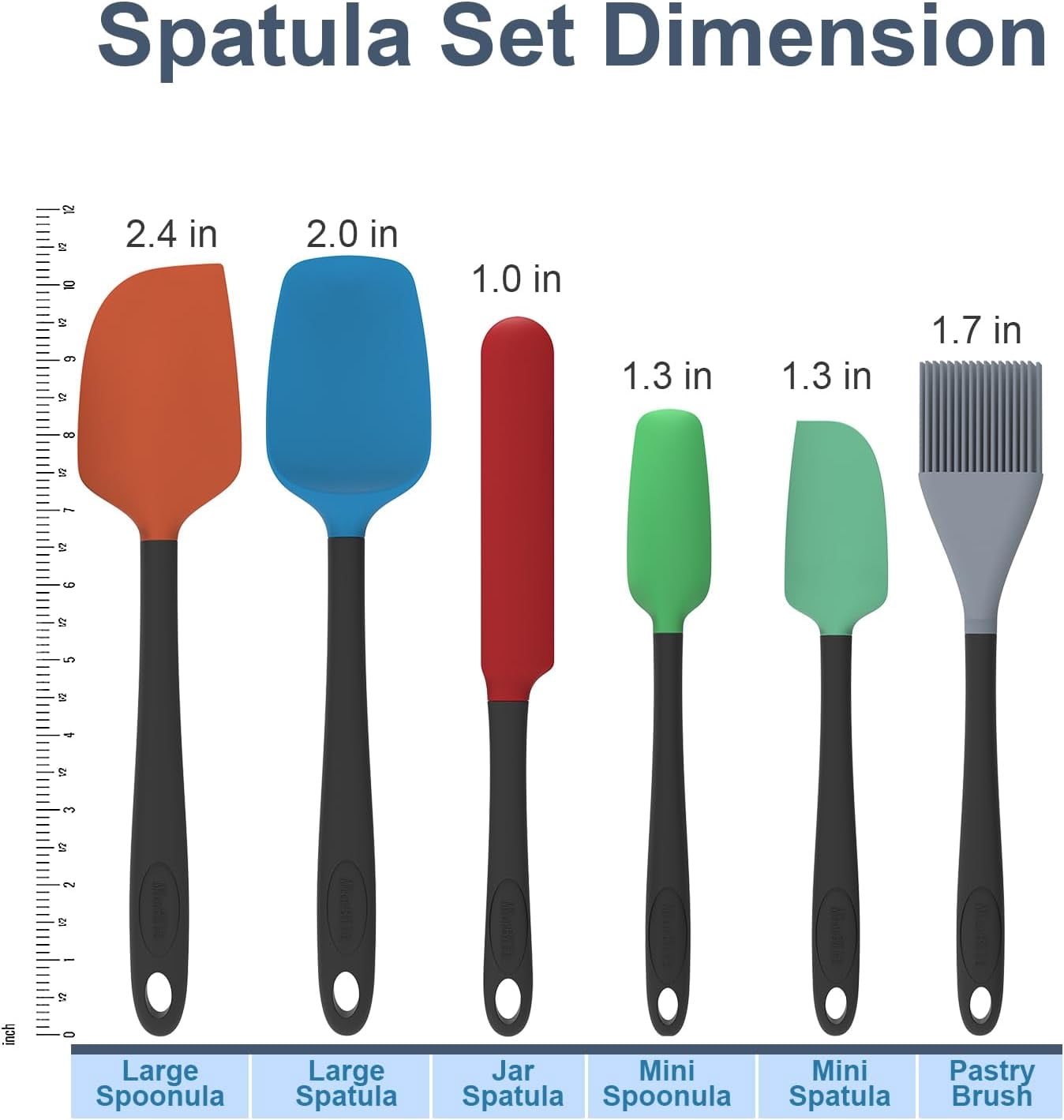 XUERUI-Silicone Spatula Set, 6 Pieces Food Grade Kitchen Utensils with ...