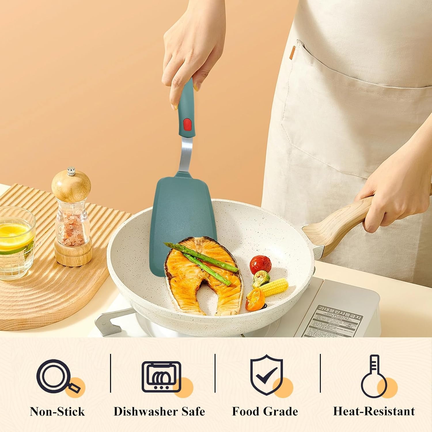 XUERUI-Silicone Spatula Turner, Pancake Spatulas for Nonstick Cookware ...