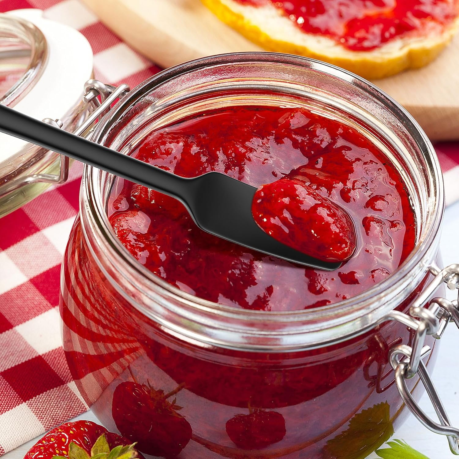 XUERUI-Slim Silicone Spatula Set, 5 Piece Food Grade Rubber Spatulas ...