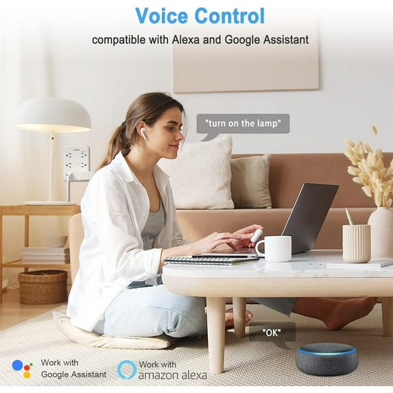 XUERUI-Smart Power Strip with 6 Outlet 3 USB, WiFi Wall Smart Outlet ...