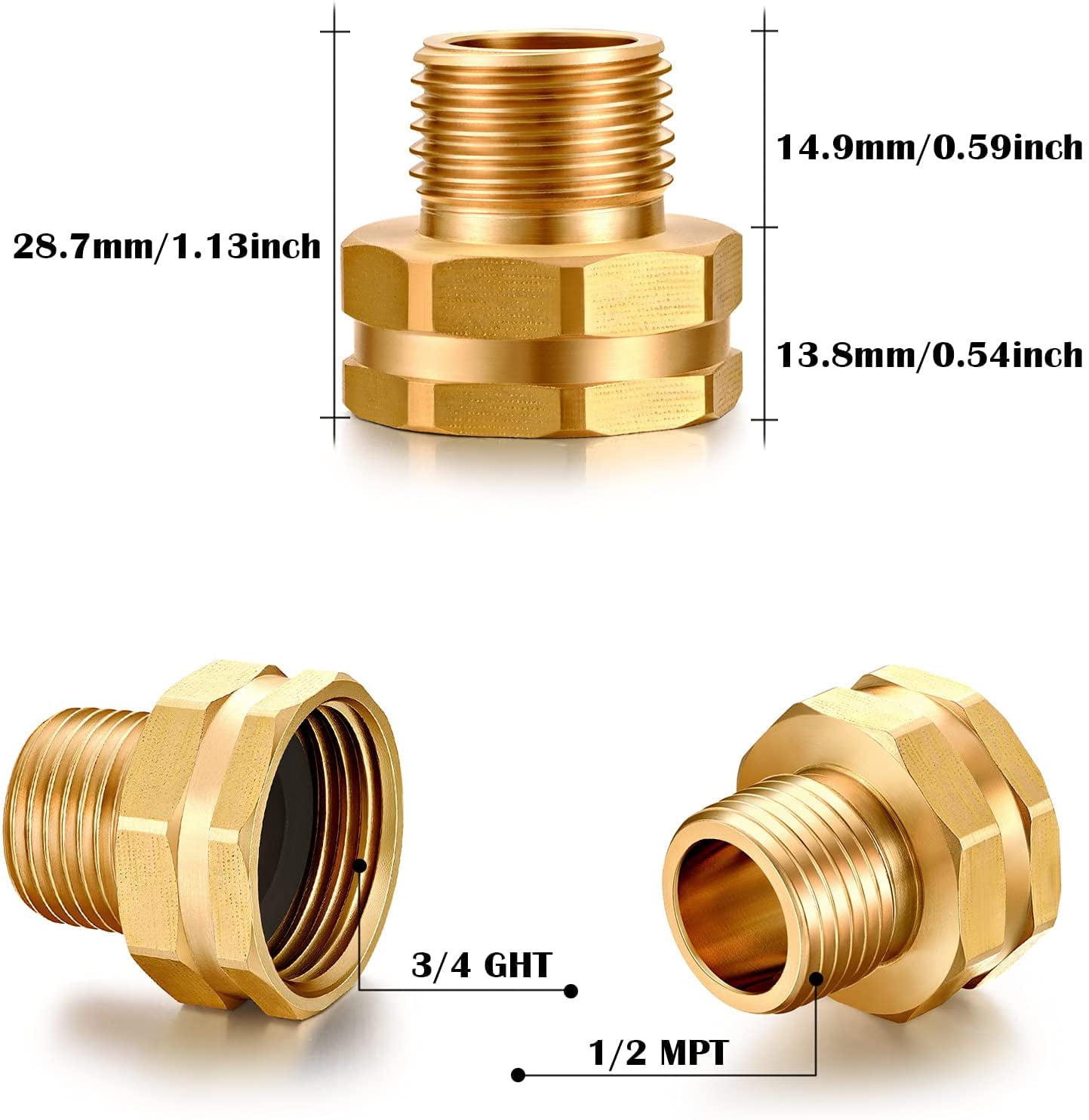 XUERUI-Solid brass Garden Hose Fittings Connectors Adapter Heavy Duty ...