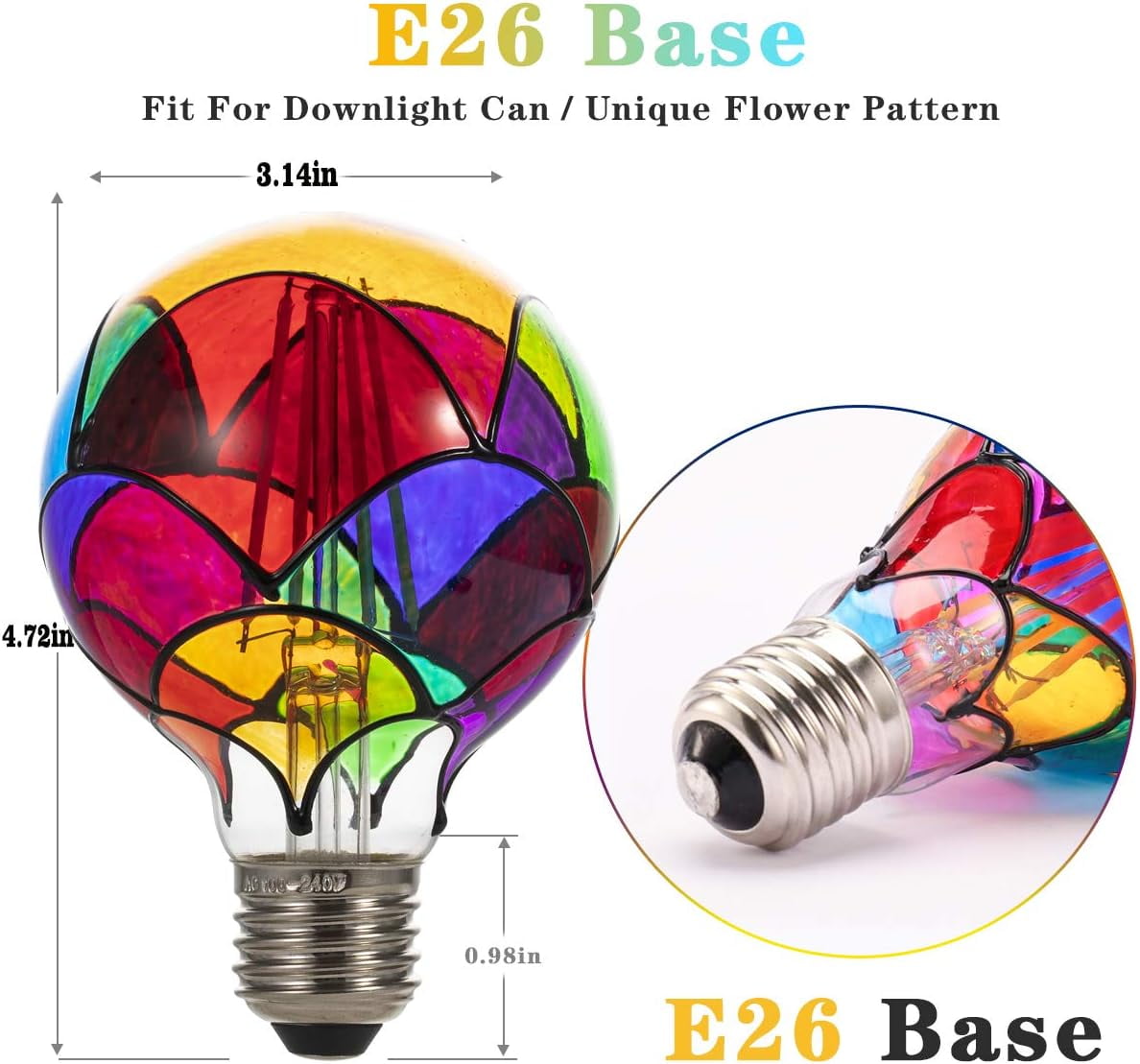 XUERUI-Stained Glass Edison LED Light Bulb, E26 Standard Base 6 Watts ...
