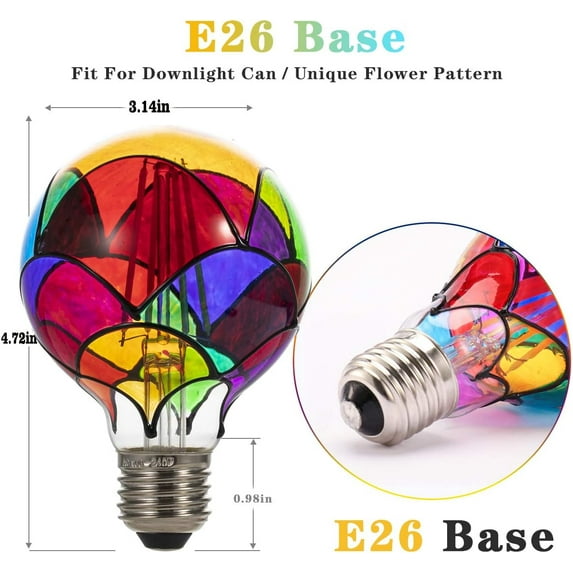 XUERUI-Stained Glass Edison LED Light Bulb, E26 Standard Base 6 Watts ...