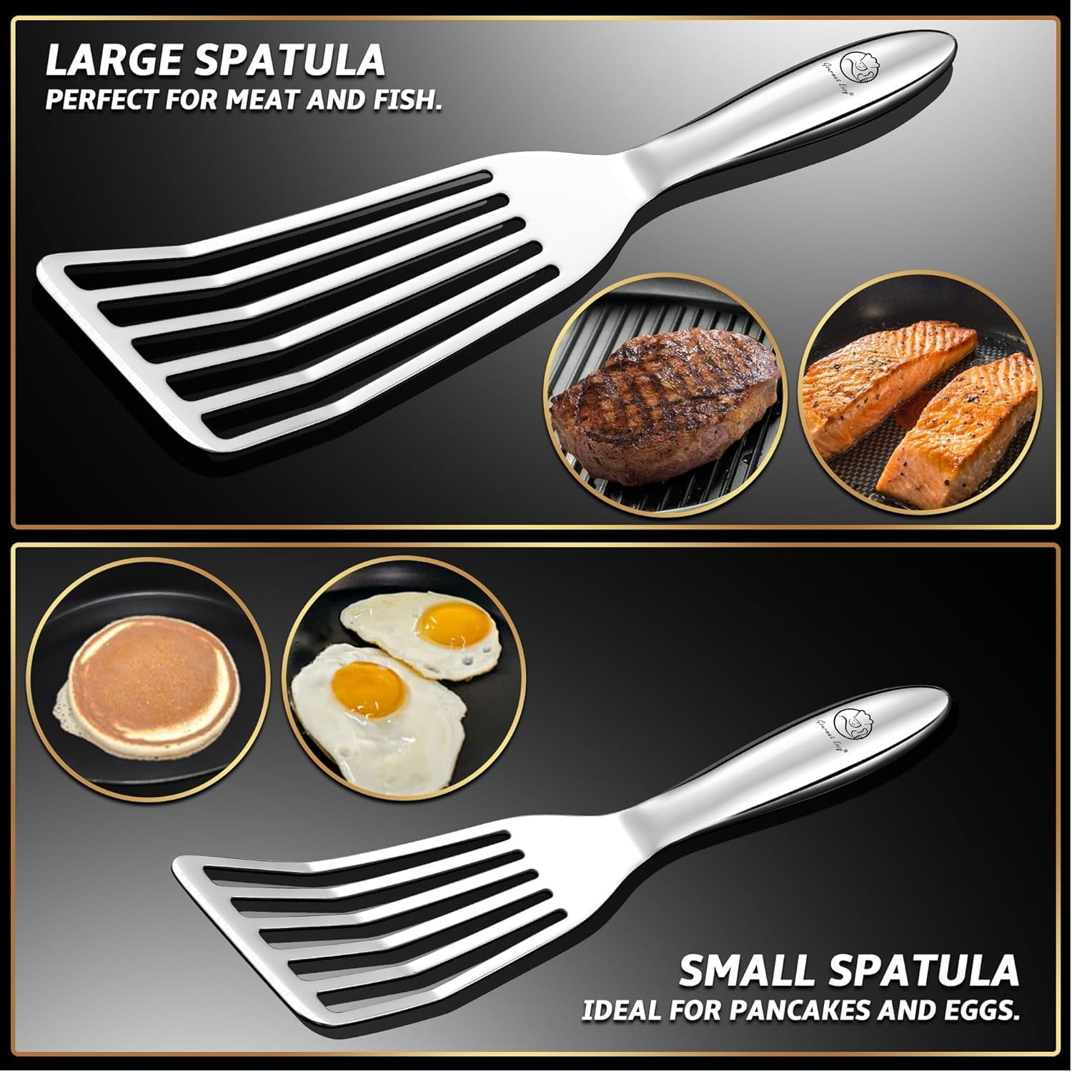 XUERUI-Stainless Steel Fish Spatula Set – 1 Large Fish Turner + 1 Small ...
