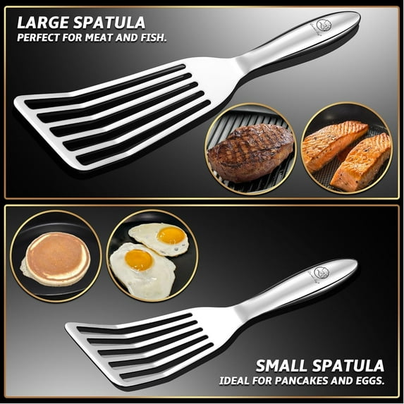 XUERUI-Stainless Steel Fish Spatula Set – 1 Large Fish Turner + 1 Small ...