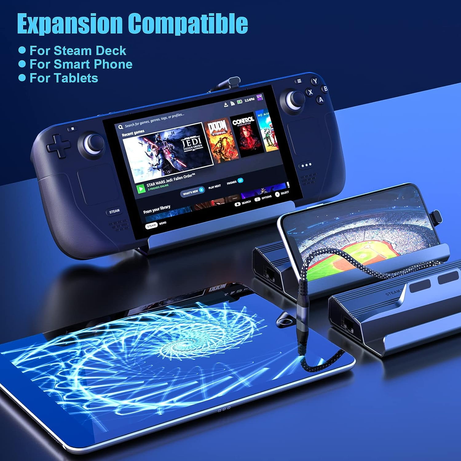 XUERUI-Steam Deck 6-in-1 Docking Station With HDMI 2.0 4K@60Hz ...