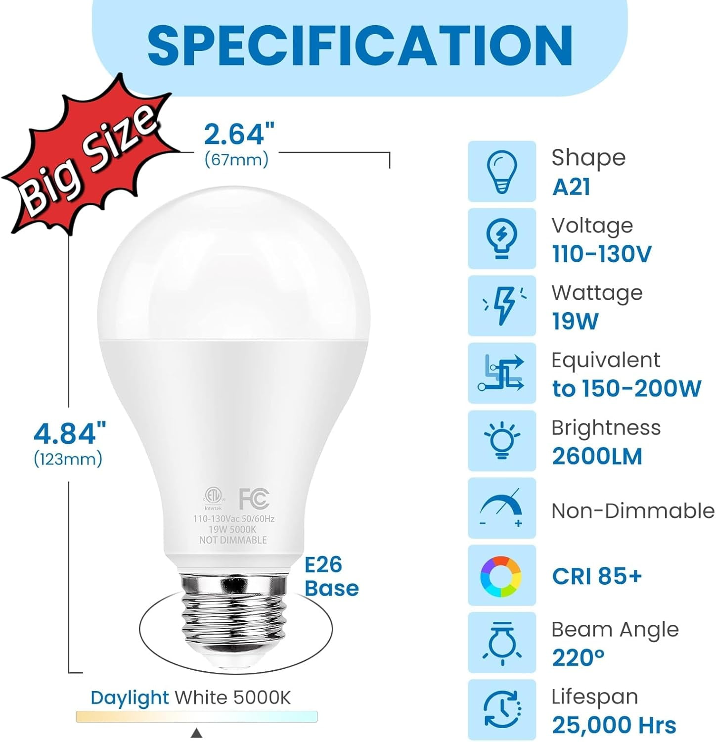 XUERUI-Super Bright LED Light Bulbs, 150 Watt Equivalent, 5000K ...