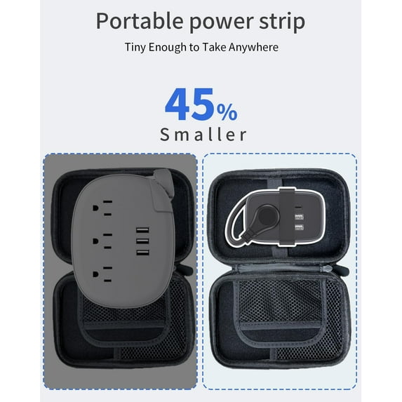 XUERUI-Travel Power Strip with USB C Port, Small with Flat Plug,Multi ...