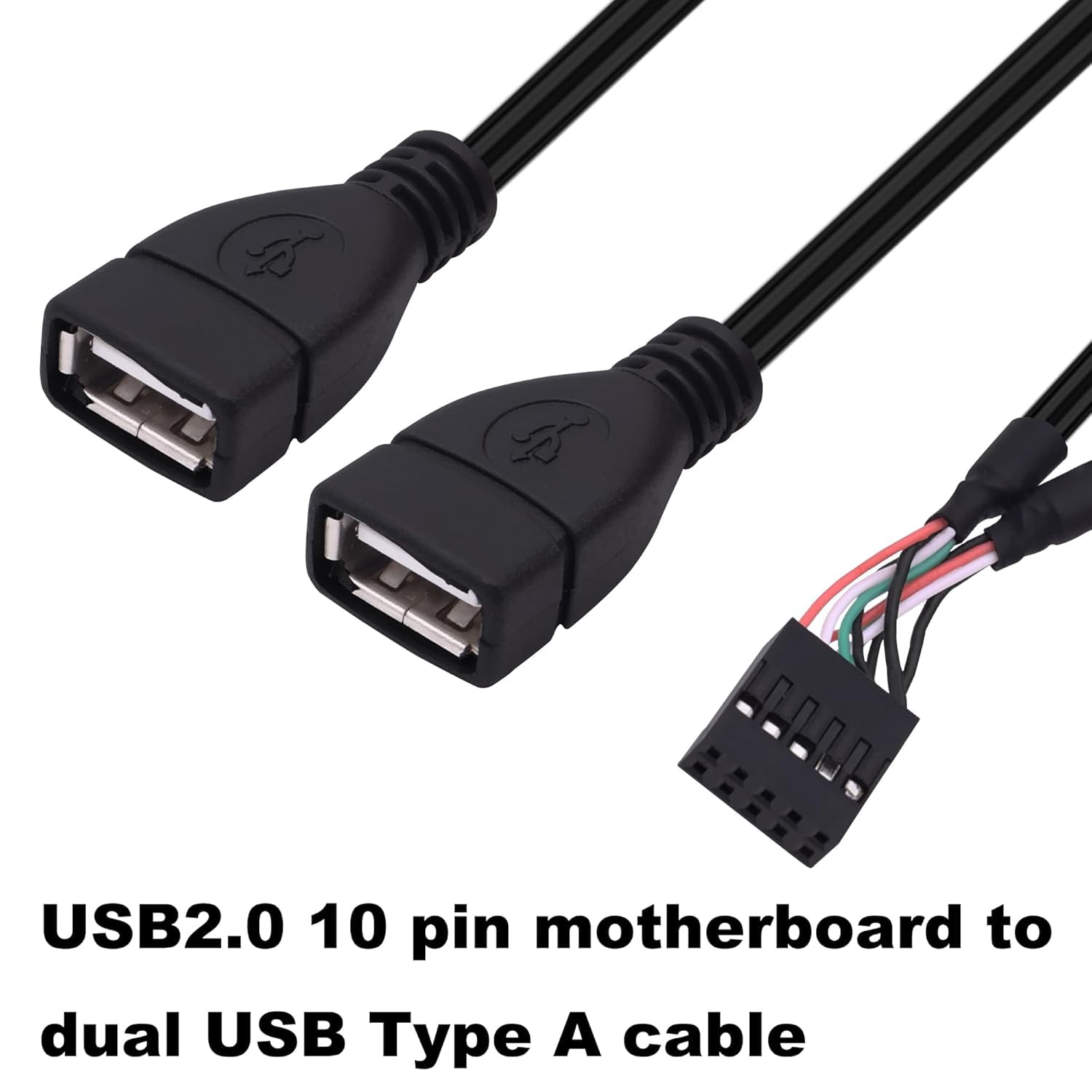 XUERUI-USB 2.0 10 Pin Header to Dual USB Type A Adapter Splitter Cable ...