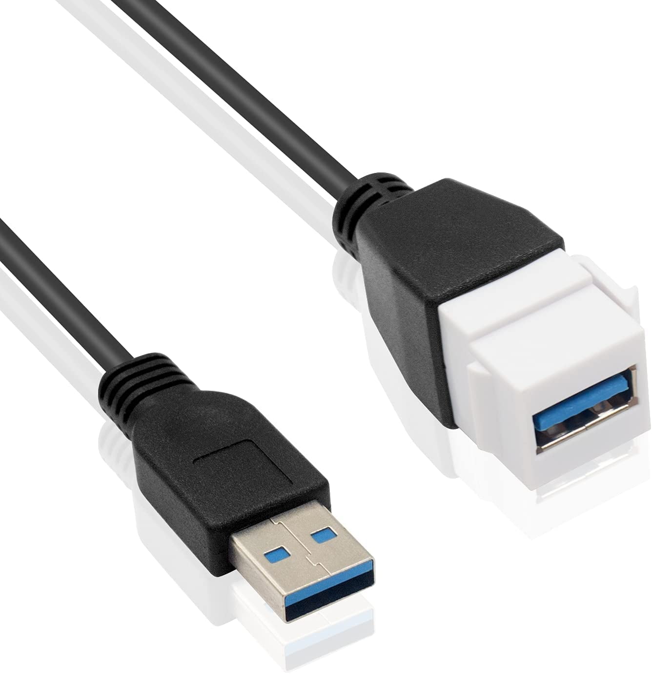 XUERUI-USB 3.0 Keystone Jack Cable, 10Gbps Type A Male to Female ...