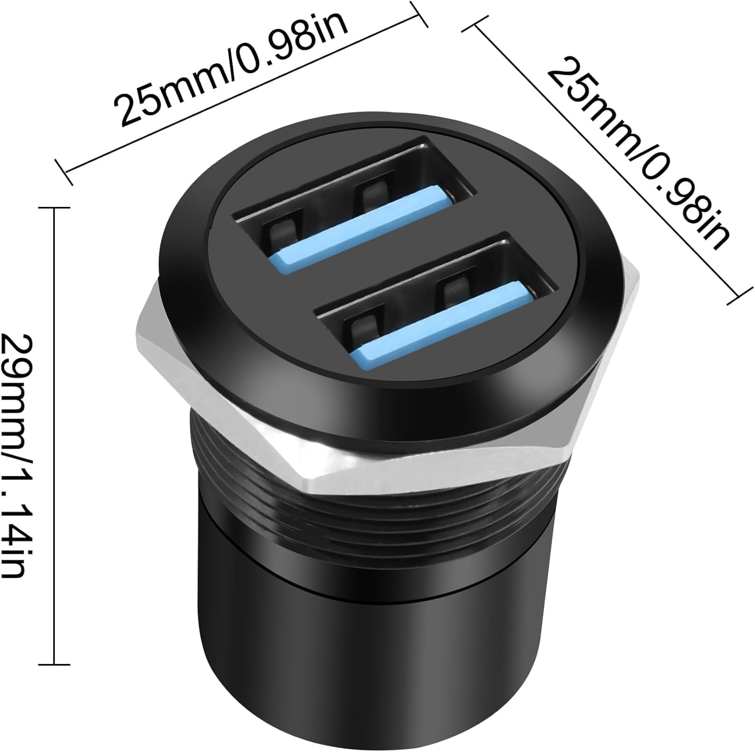 XUERUI-USB 3.0 Panel Threaded Fixed Mount Adapter Dual USB Type-A Panel ...