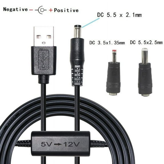 XUERUI-USB 5V to 12V DC - Voltage Step-Up Converter Cable (12 Volt 1 Amp Max), USB-A 5V to 12V ...