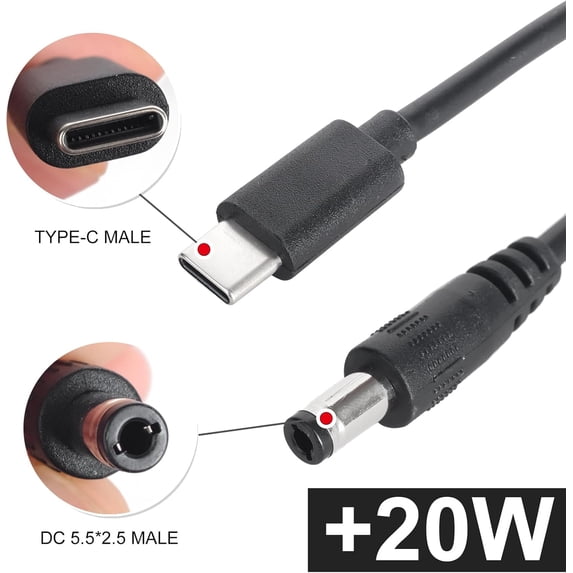 XUERUI-USB C to DC 5.5mm x 2.1mm Power Cable Cord, USB C Input to DC ...
