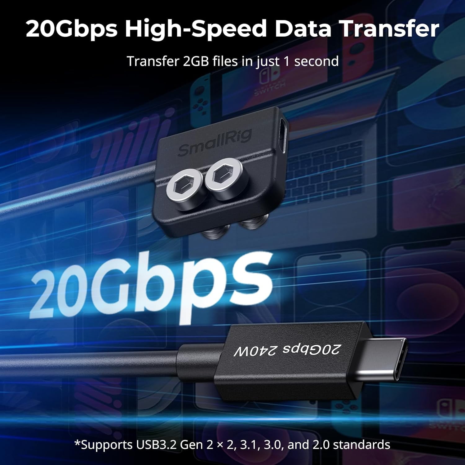 XUERUI-USB-C Male to Female Data Cable (7.9 inch), 240W Fast Charging ...