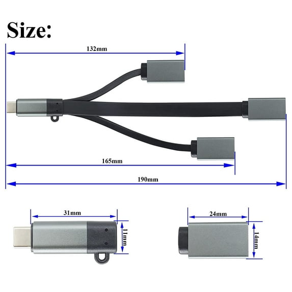 XUERUI-USB C Splitter Type c Male to 3 USB A Female Adapter Cable Type ...