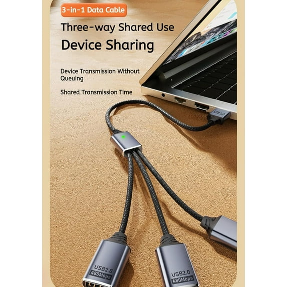 XUERUI-USB Hub Type-C Adapter, 3-Port USB Extension Cable, Mouse and ...