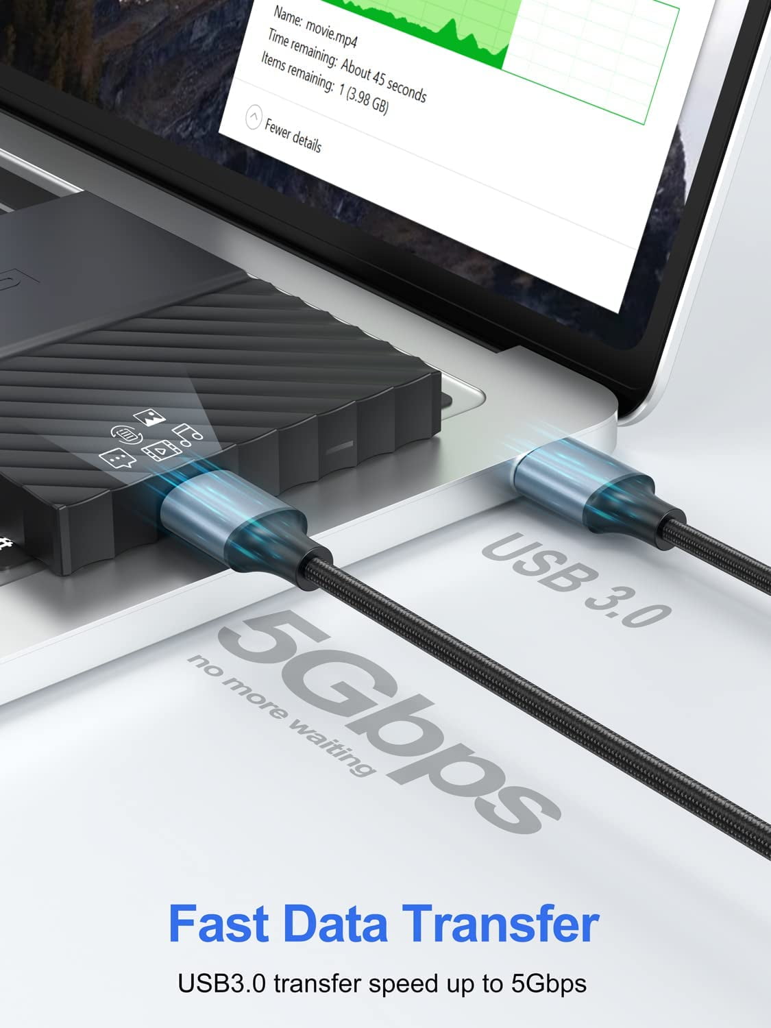 XUERUI-USB to USB Cable 10 FT 2-Pack, USB 3.0 A to A Cable 10 Foot Male ...