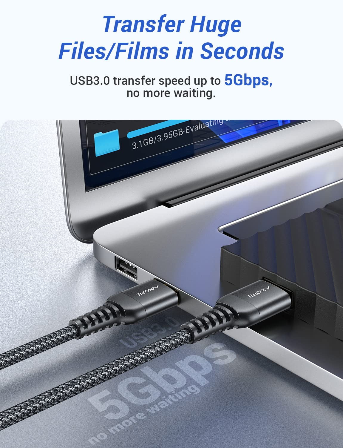 XUERUI-USB to USB Cable, USB 3.0 A to A Male to Male Cable [Never ...