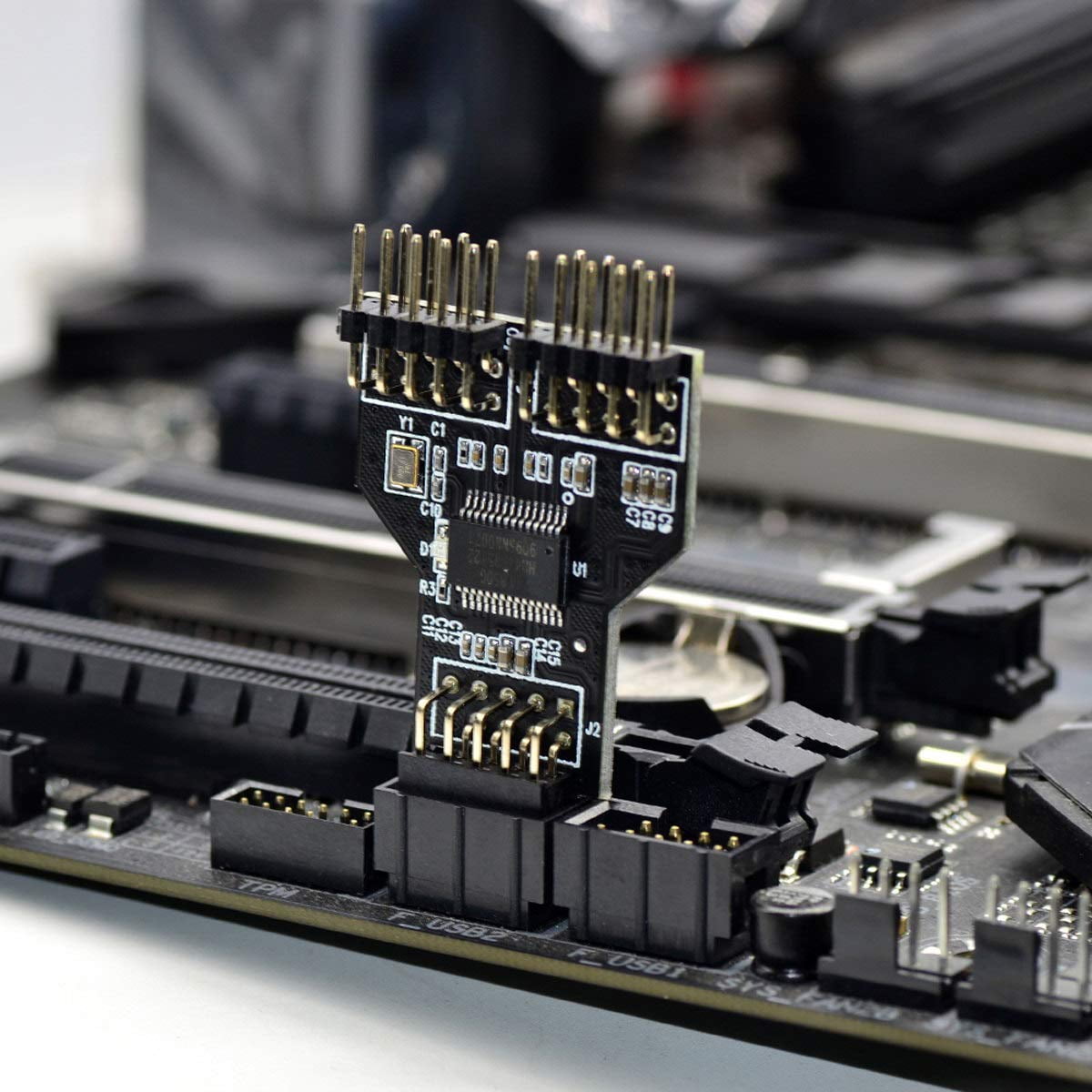 XUERUI-USB2.0 Motherboard Cable 9pin USB 2.0 Header 1 to 2 Female 10pin ...