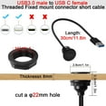 XUERUI-USB3.0 to USB C Embedded Mount Adapter Short Cable 5Gbps USB3.0 ...