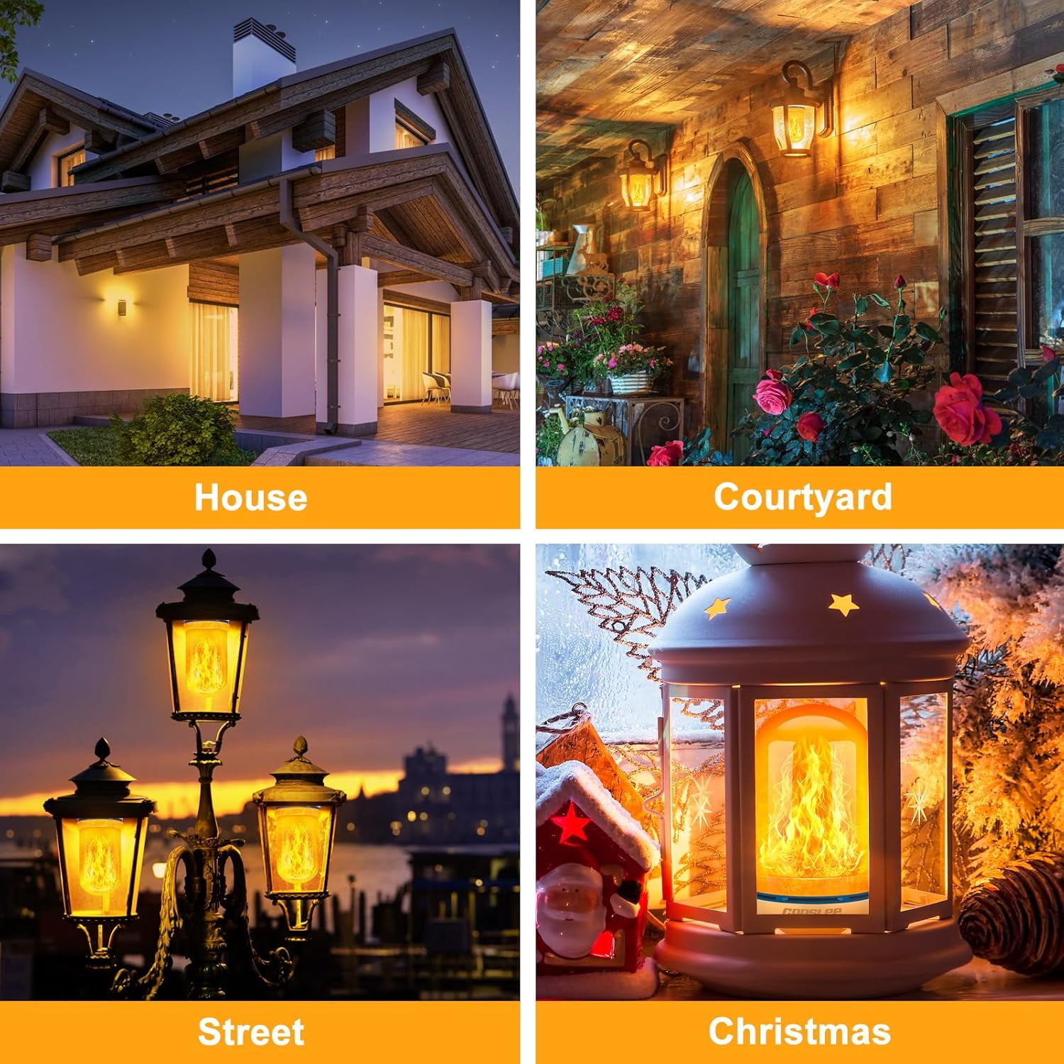 XUERUI-Upgraded LED Flame Light Bulbs, 4 Modes Flickering Light Bulbs ...