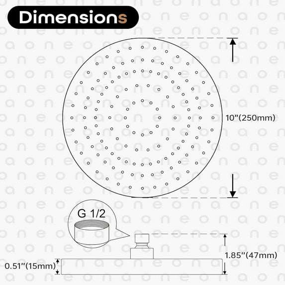 XUERUI-Waterfall Showerhead 10-Inch Large Bathroom Overhead Rainfall ...