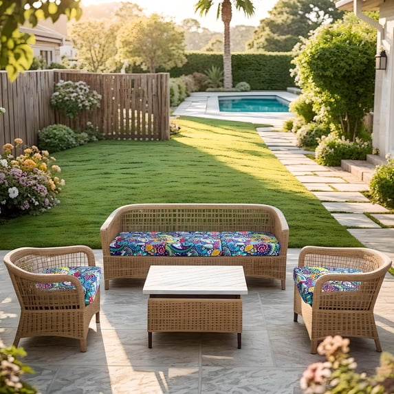 XUERUI-Waterproof Patio Cushion Covers 20x20 Boho Printed Stretch ...