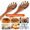 XUERUI-Wooden Pasta Spoon with Teeth Spaghetti Fork Tongs 12.5 Inch ...