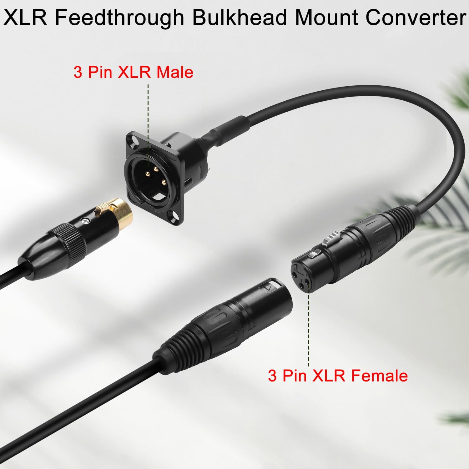 XUERUI-XLR Panel Mount Short Cable Connector Mic Socket Gold Plated ...