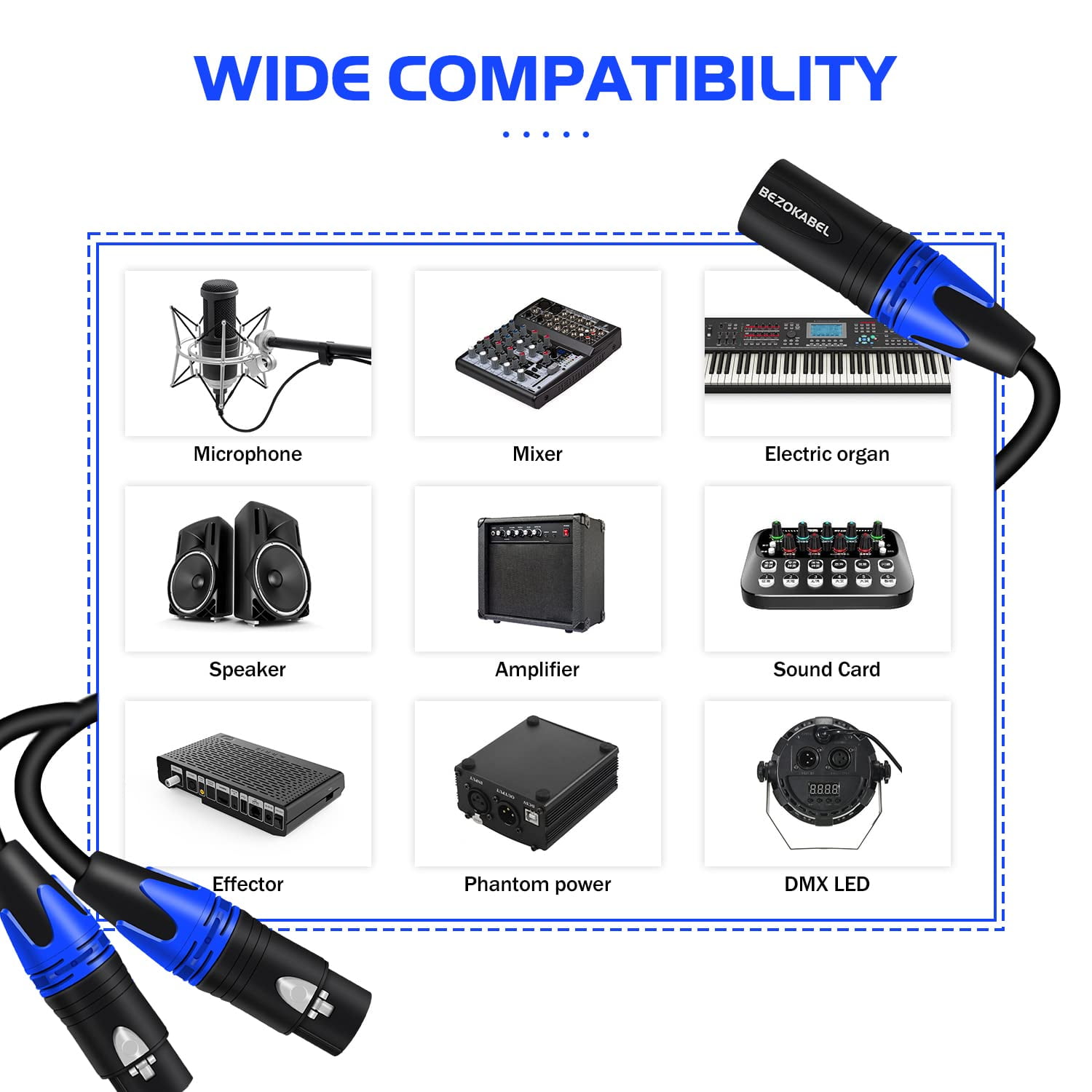 XUERUI-XLR Splitter, Balanced XLR Splitter Cable Male to 2 Female, XLR ...