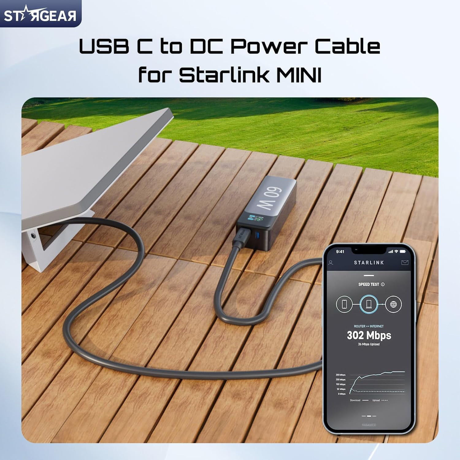 XUERUI-for Starlink Mini Cable 16.4FT, 140W USB C to DC Power Cord ...