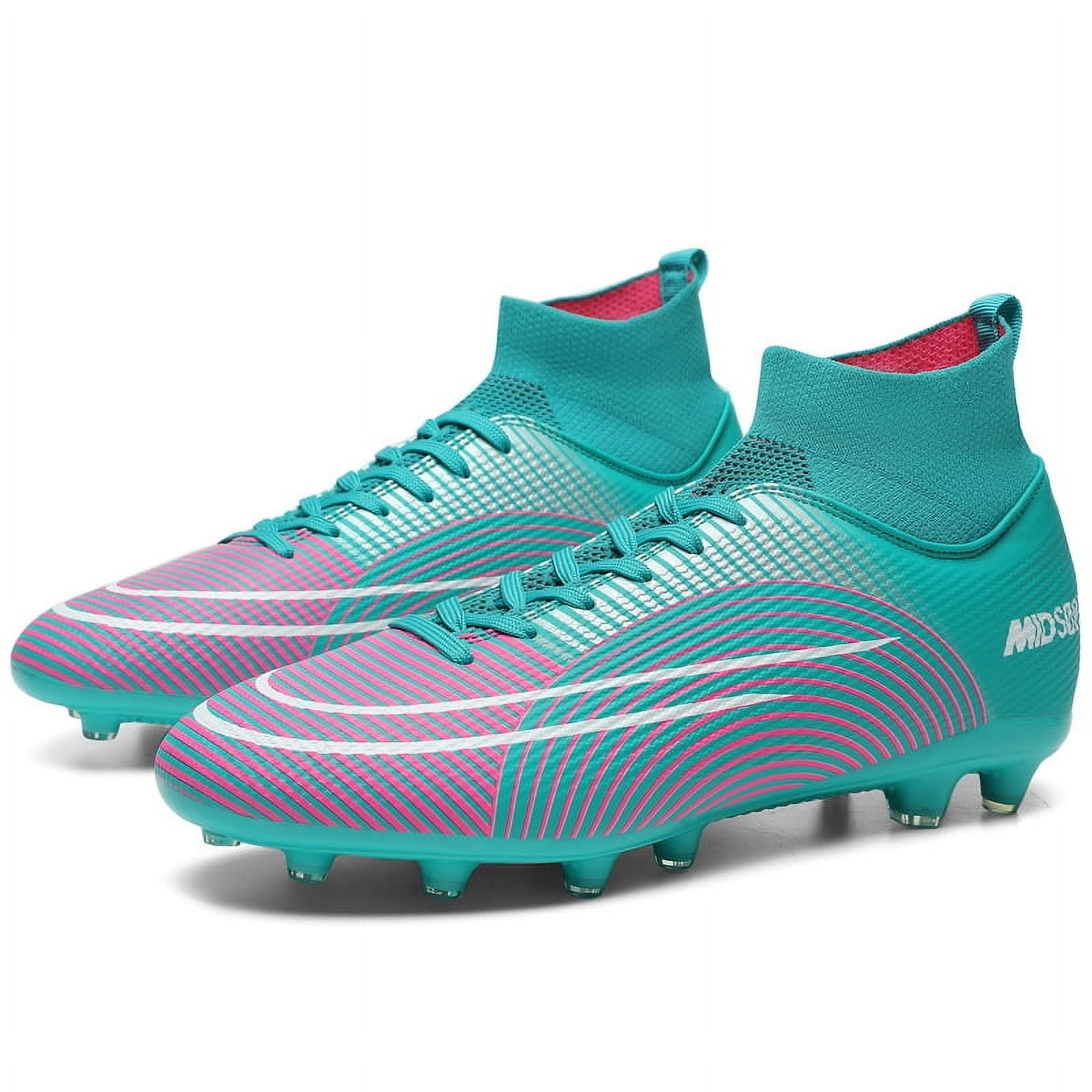 XUET Adult Soccer Cleats Men-High-Tops Slip-On Lace Up Football Shoes ...