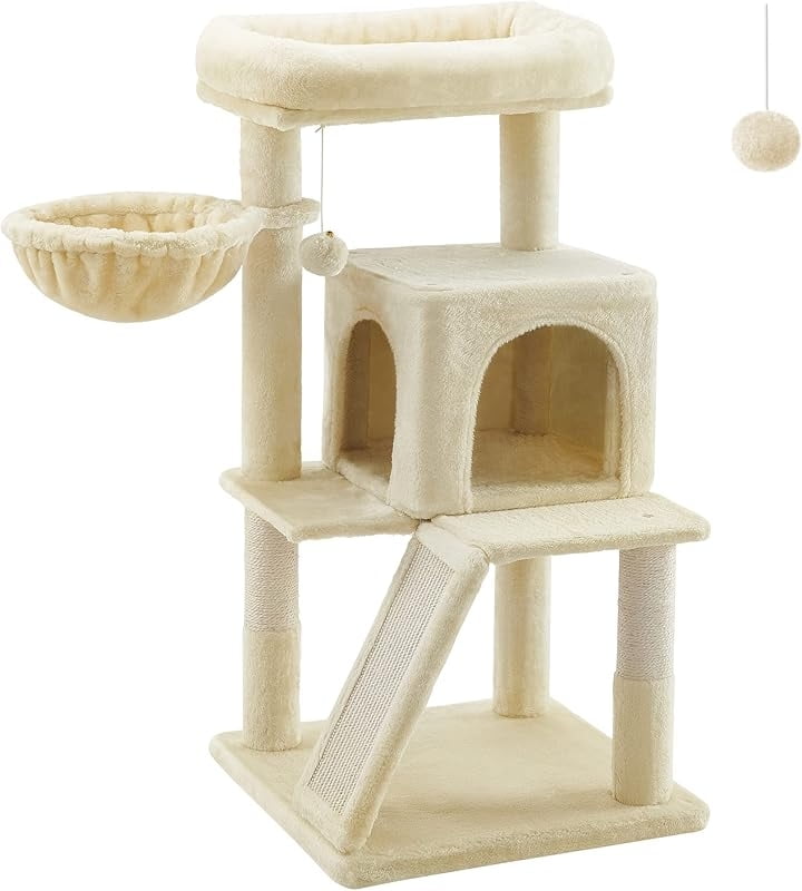 XUET Cat Tree, Small Cat Tower with Widened Perch for Large Cats Indoor ...